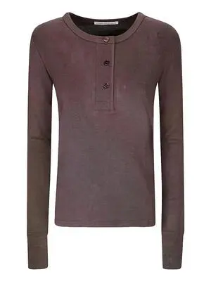 Studio Nicholson Roane Ribbed Henley Top Brown