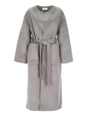 THE DYNAMIS STUDIO Belted Wool Coat - Grey