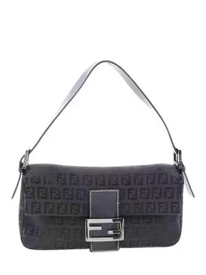 Fendi Mamma Baguette Zucchino Shoulder Bag - Black