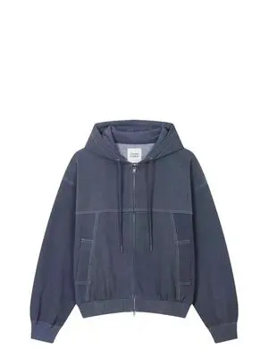 STUDIO TOMBOY Zip-up Jersey Hoodie - Blue