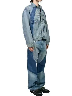 DEAR BORO Distressed Panelled Jeans - Blue