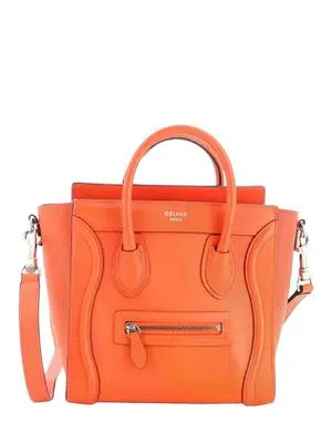 Celine Luggage Bag Grainy Leather Nano Cross Body Bag - Orange