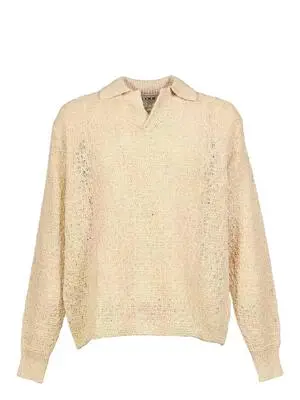 COOR Crochet-knit Open-collar Sweater - Neutrals