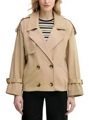 Sisley Double-breasted Belted-cuffs Coat - Neutrals