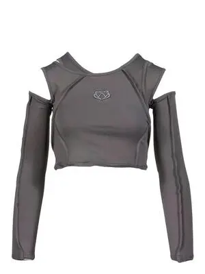 VIVAMUS Layered Cold-shoulder Top - Grey