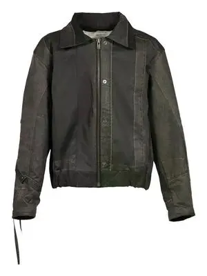 UNDER THE SIGN Dustborn Light Patchwork Waxed-effect Bomber Jacket - Black