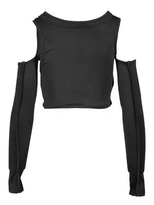 VIVAMUS Layered Cold-shoulder Top - Black
