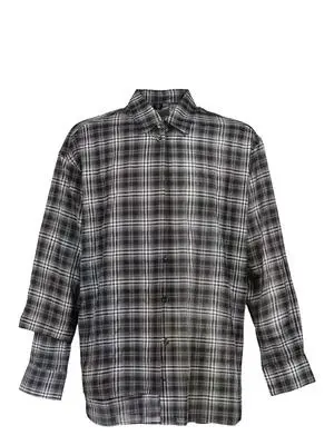 WIZZARD Asymmetric Checked Shirt - Black