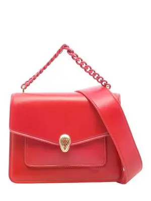 BVLGARI 2010-2026 Leather Serpenti Forever Maxi Chain Top Handle Bag Satchel - Red