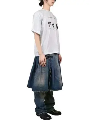 DOMENICO OREFICE Pleated Distressed-effect Midi Skirt - Blue