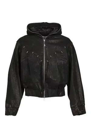 ROCKSTEADY X Jian Ye Nyx Hooded Leather Jacket - Black
