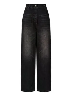 STUDIO TOMBOY Washed Wide-leg Jeans - Black
