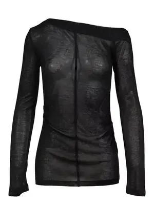 BOHEMSEO BOHEMSEO Off-Shoulder Sheer Long-Sleeved T-Shirt