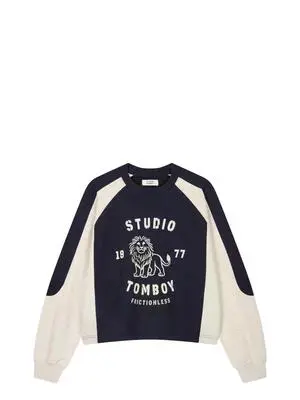 STUDIO TOMBOY Lion-print Raglan-sleeve Sweatshirt - Blue