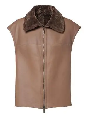 JOSEPH Nico Reversible Leather And Shearling Vest - Brown