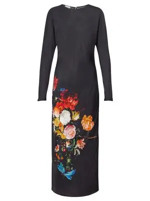 Dries Van Noten Floral Satin Maxi Dress - Multicoloured