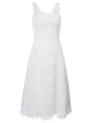 Carolina Herrera Floral Guipure Lace Midi Dress - White