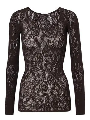 Wolford Infinite Floral Lace Top - Brown