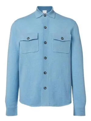 ALLUDE Knitted Wool And Cashmere Shirt - Blue