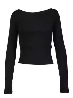 BOHEMSEO Twisted Ribbed Blouse - Black