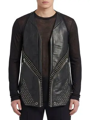 Rick Owens Leather Vest With Glasses - Black