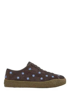 Camper Peu Terreno Suede Sneakers With Floral Embroidery - Brown