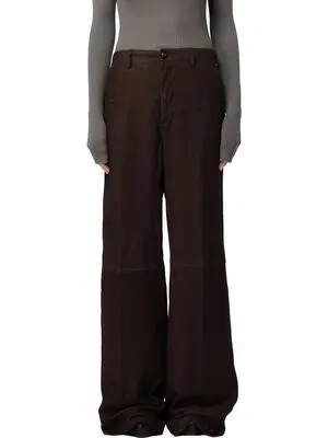 Rick Owens High-waisted Suede Calf Leather Flare Pants - Mud