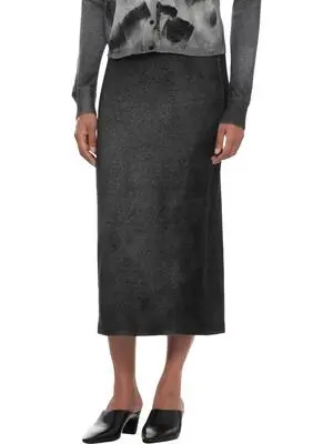 Avant Toi Wool And Cashmere Knit Midi Pencil Skirt With Elastic Waist - Black