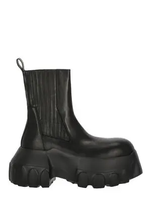 Rick Owens Calfskin Chelsea Boots With Chunky Sole - Black
