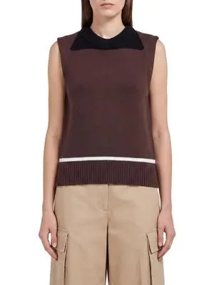 Marni Sleeveless Knit Top - Brown