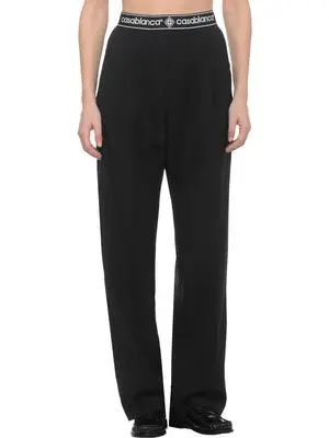 Casablanca High-waisted Organic Cotton Palazzo Trousers - Black