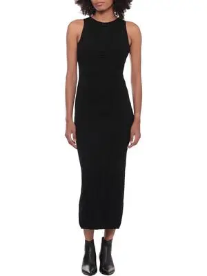 Attico Slim Fit Jersey Sheath Midi Dress - Black