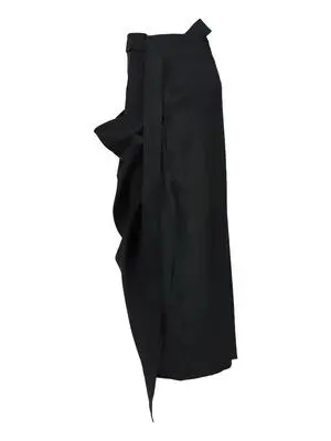 BOHEMSEO Draped-detail Midi Skirt - Black