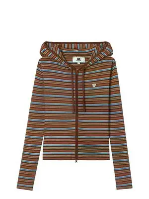 CHOCOOLATE Striped Ribbed-knit Hoodie - Brown