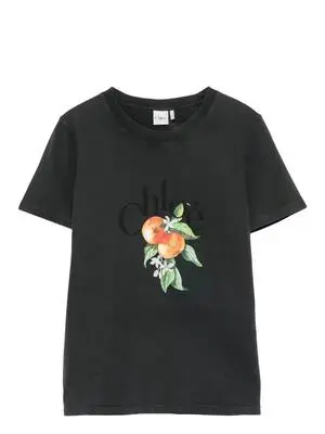 Chloé Fruit-print Logo-print T-shirt - Black