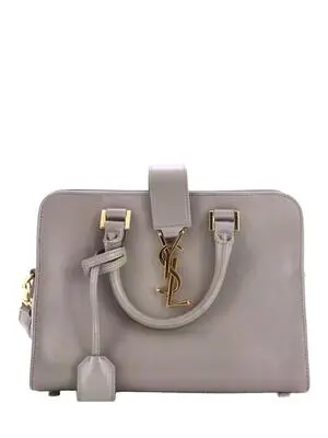 Saint Laurent Monogram Cabas Leather Baby Satchel - Grey