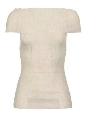 BOHEMSEO Off-shoulder Ribbed-knit Sweater - Neutrals