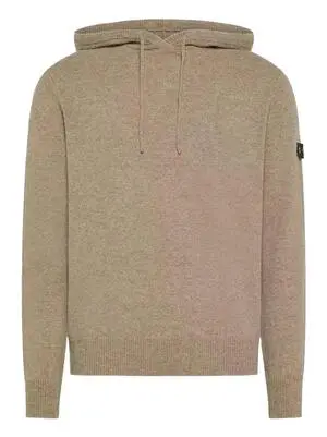 Peuterey Logo-patch Knitted Hoodie - Neutrals