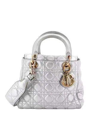 DIOR Christian Dior Cannage Quilt Grained Calfskin Satchel