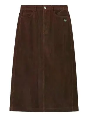 CHOCOOLATE Corduroy Heart-motif Midi Skirt - Brown