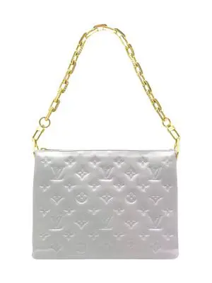 LOUIS VUITTON 2021-2026 Monogram Embossed Puffy Lambskin Coussin Pm Satchel - Silver