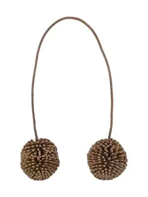 Dragon Diffusion Pom-pom Leather Bag Charm - Neutrals