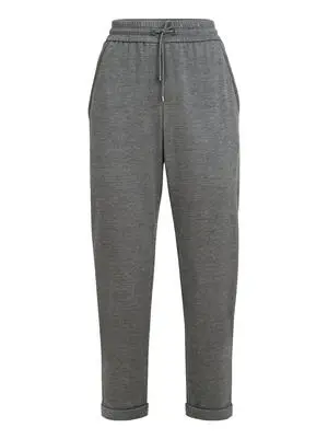 Brunello Cucinelli Cotton-Silk Drawstring Trousers Grey