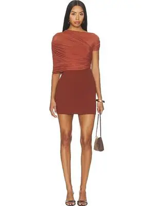 SEROYA Selma Mini Crepe Dress In . Also - Rust