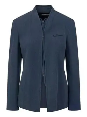 Emporio Armani Jacket With Bib In Crepe Gabardine Signature Capsule - Blue