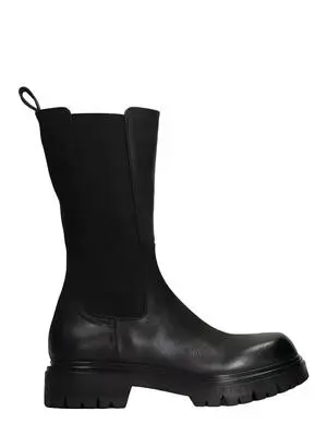 Elena Iachi Leather Combat Boots - Black