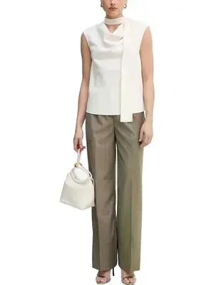 Sisley Pussy-bow Sleeveless Blouse - White