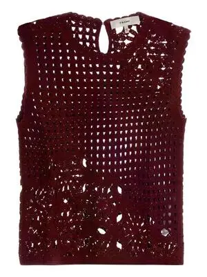 FRAME Postcard Crochet-knit Tank Top - Red