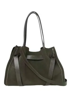VISONA` VISONA Vittoria Suede Contrast-Stitch Shoulder Bag