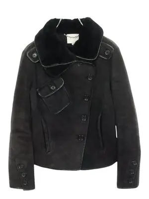 Celine Mouton Shearling-collar Jacket - Black